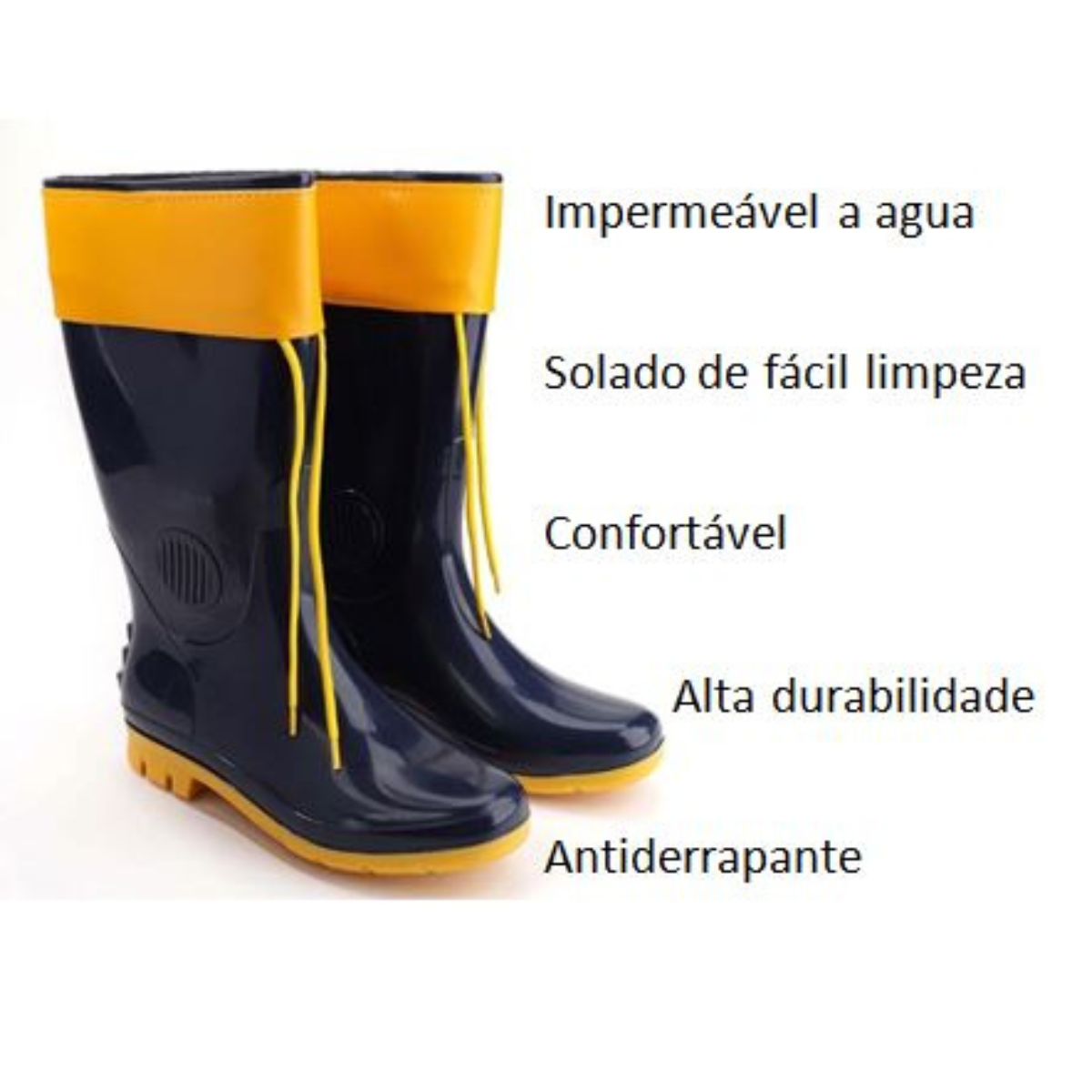 Bota Pega Forte Cano Alto Náutica com Amarra - Azul e Amarelo